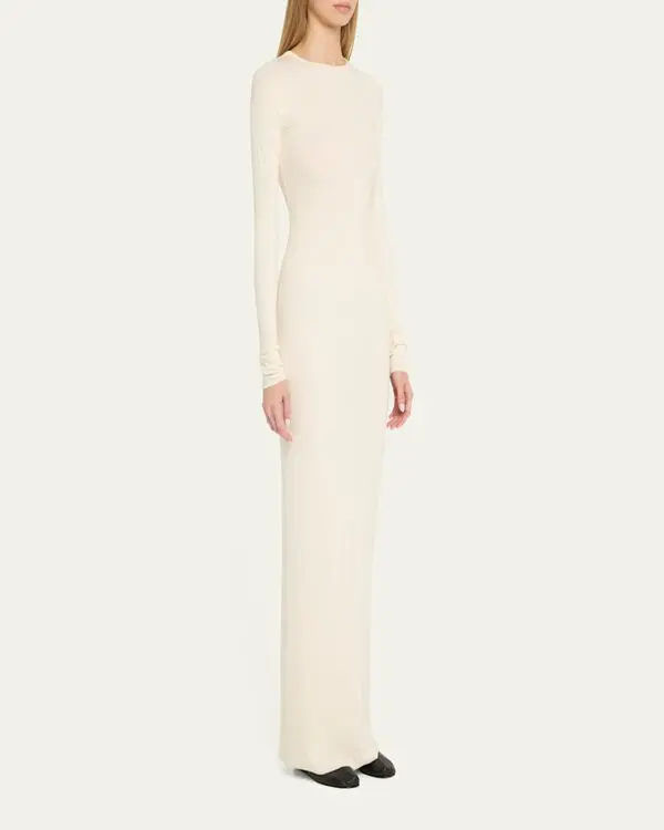 Eterne Long-sleeve Rib-knit Maxi Dress - Cream