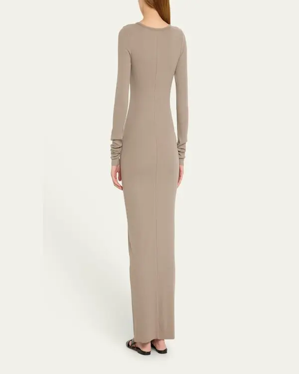 Eterne Long-sleeve Rib-knit Maxi Dress - Cream