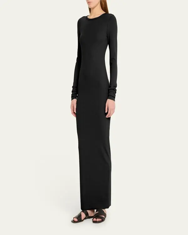 Eterne Long-sleeve Rib-knit Maxi Dress - Cream