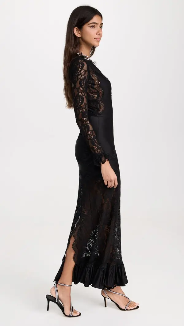 Rabanne Lace Robe Dress - Black | Editorialist