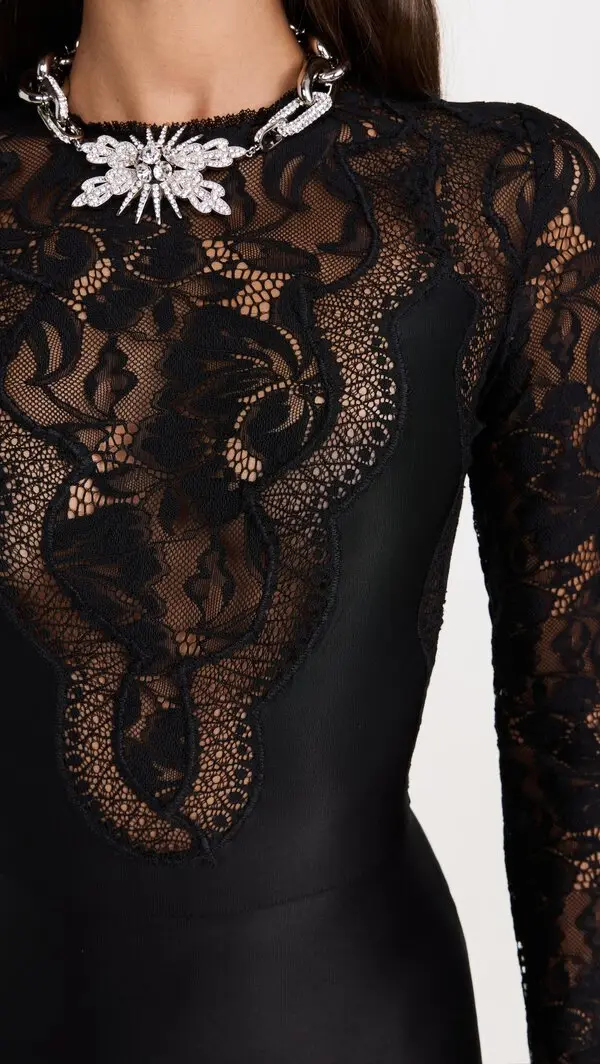 Rabanne Lace Robe Dress - Black | Editorialist