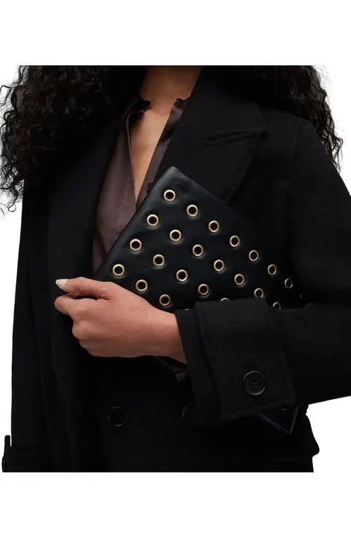 ALLSAINTS Bettina Eyelet Leather Clutch