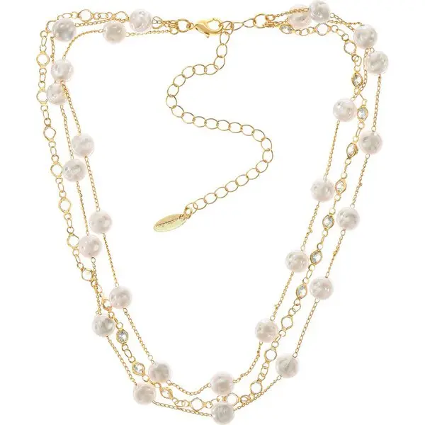 Ettika Imitation Pearl And Zirconia Layered Necklace - Gold