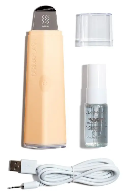 DERMAFLASH Dermapore+ Ultrasonic Pore Extractor + Skincare Infuser - Peach Fuzz