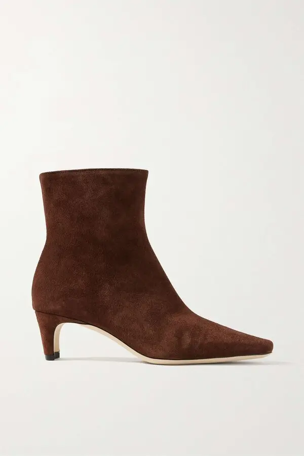Staud Wally Suede Ankle Boots - Brown