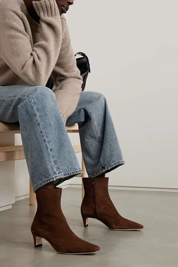 Staud Wally Suede Ankle Boots - Brown