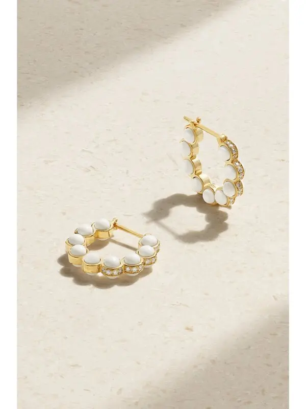 L’ATELIER NAWBAR The Hydrogen 18-karat Enamel And Diamond Hoop Earrings - Gold