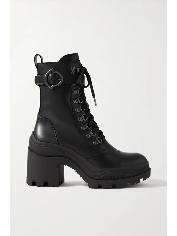 Moncler Envile Buckled Leather Combat Boots