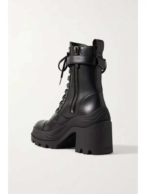 Moncler Envile Buckled Leather Combat Boots