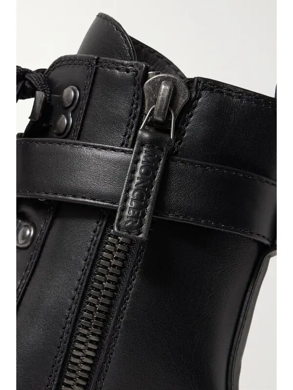 Moncler Envile Buckled Leather Combat Boots