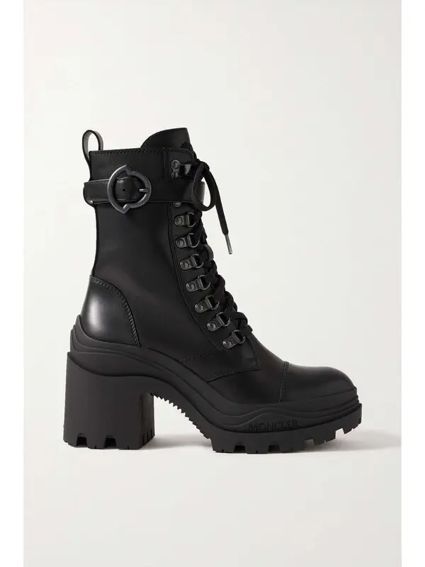 Moncler Envile Buckled Leather Combat Boots
