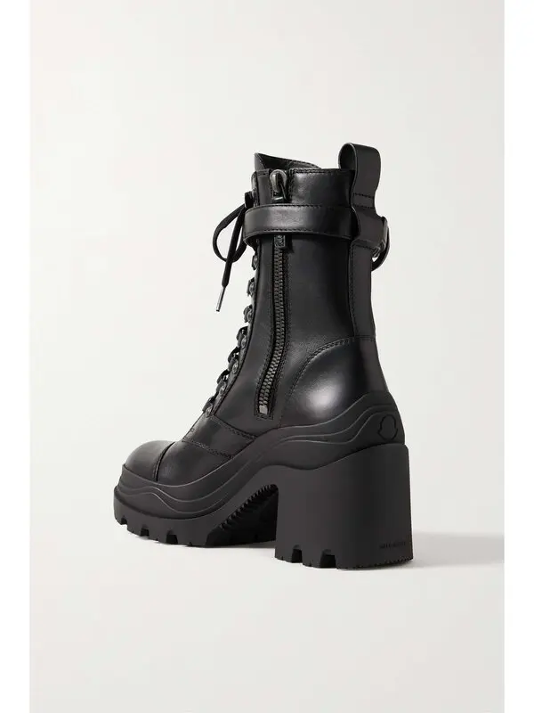 Moncler Envile Buckled Leather Combat Boots