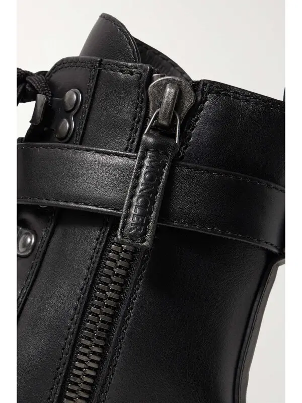 Moncler Envile Buckled Leather Combat Boots