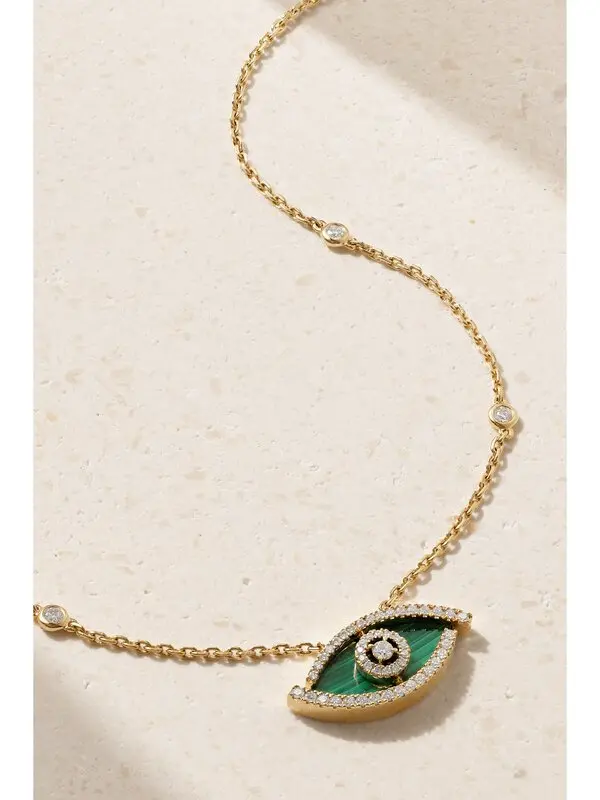 Messika Lucky Eye Malachite And Diamond Necklace - Gold