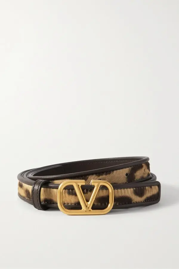 NWT Valentino Garavani V logo Signature Calf Hair Belt With Leopard Print VALENTINO GARAVANI V-Logo Leopard-Print Calf-Hair Belt  main image 4