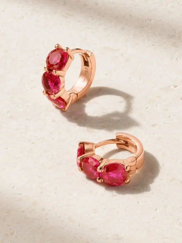 Ileana Makri 18-karat Rose Ruby Hoop Earrings - Gold