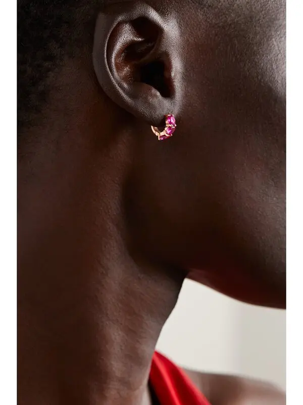 Ileana Makri 18-karat Rose Ruby Hoop Earrings