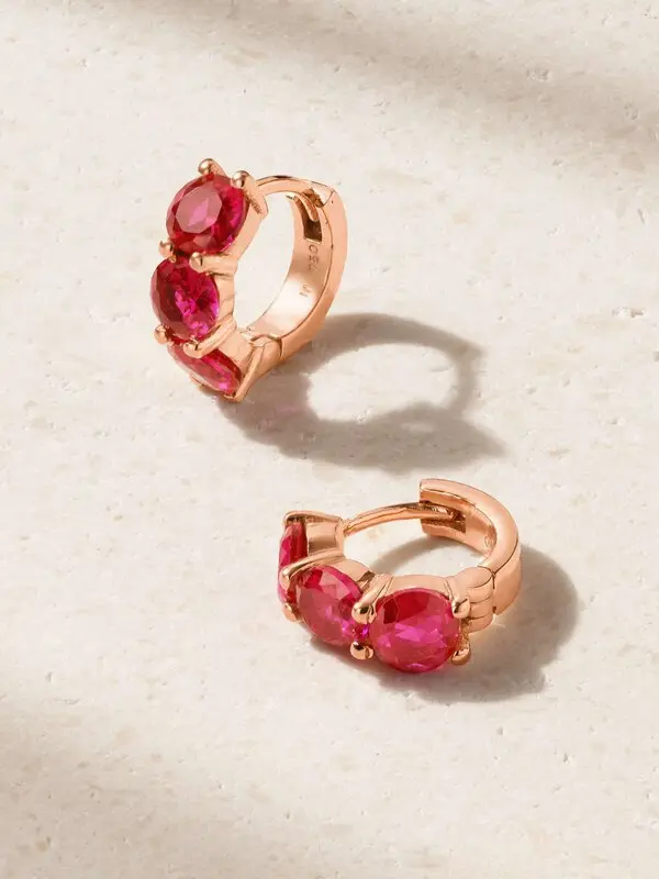Ileana Makri 18-karat Rose Ruby Hoop Earrings