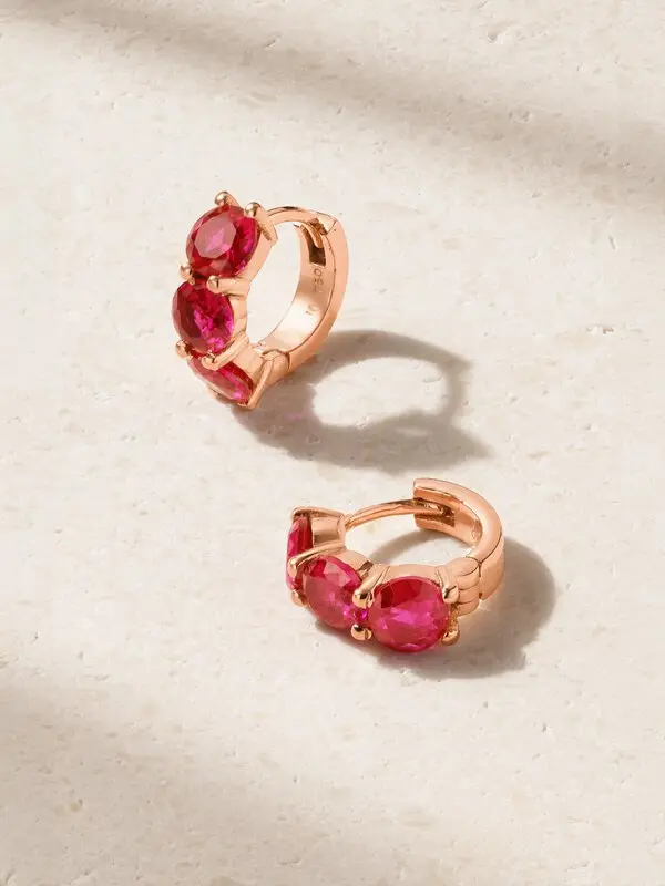 Ileana Makri 18-karat Rose Ruby Hoop Earrings