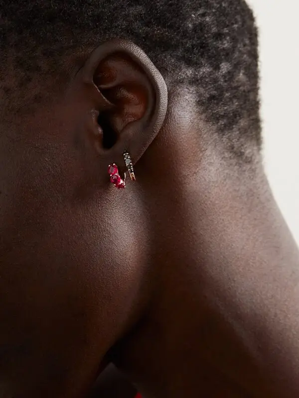 Ileana Makri 18-karat Rose Ruby Hoop Earrings