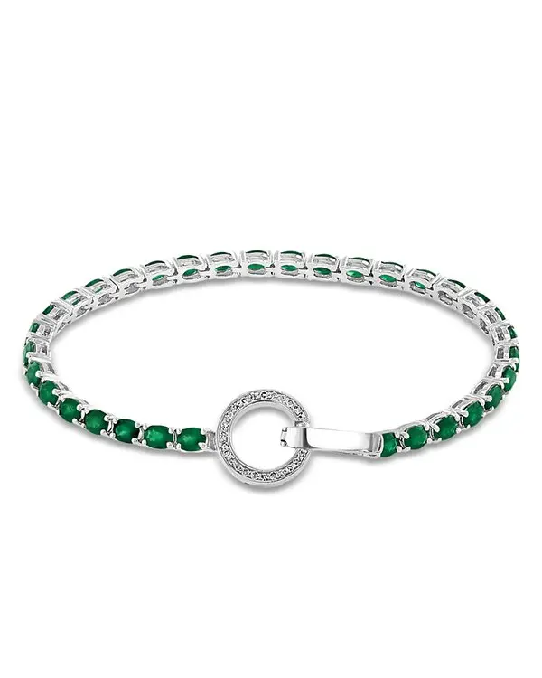Bloomingdale'S 14k White Gold Emerald & Diamond Bracelet - Green/white