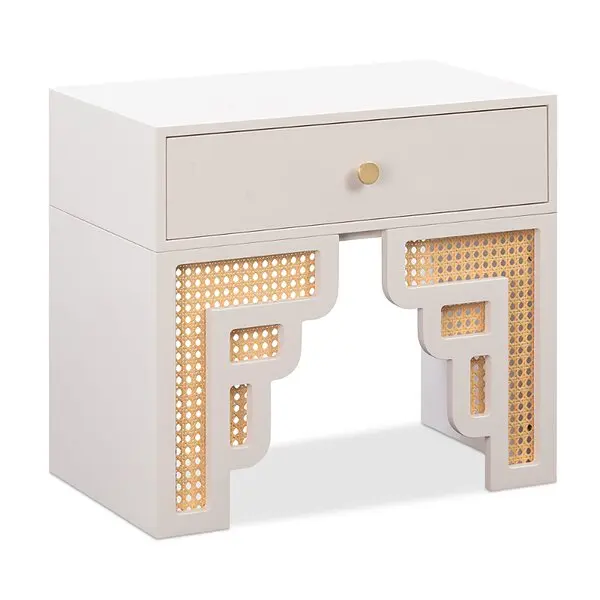 TOV FURNITURE Suzie Pastel & Rattan Nightstand - Cream