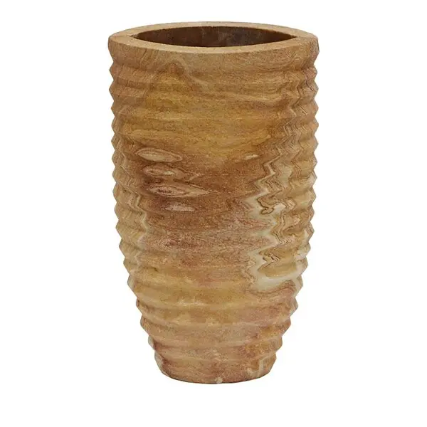 TOV FURNITURE Saava Ribbed Stone Vase In Sandstone - Natural