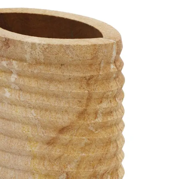 TOV FURNITURE Saava Ribbed Stone Vase In Sandstone