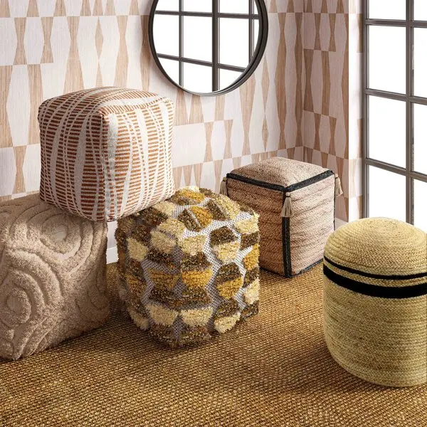 TOV FURNITURE Sawyer Tufted Pouf