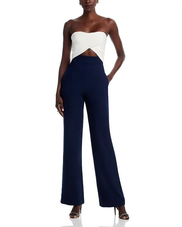 Black Halo Color Block Cutout Jumpsuit - Navy/pearl