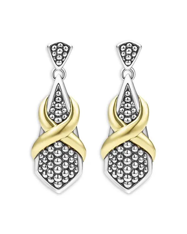 Lagos 18k Yellow Gold & Sterling Silver Embrace X Caviar Bead Drop Earrings