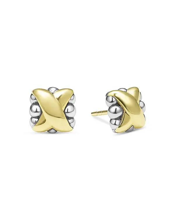 Lagos 18k Yellow Gold & Sterling Silver Embrace X Bead Stud Earrings - Gold/silver