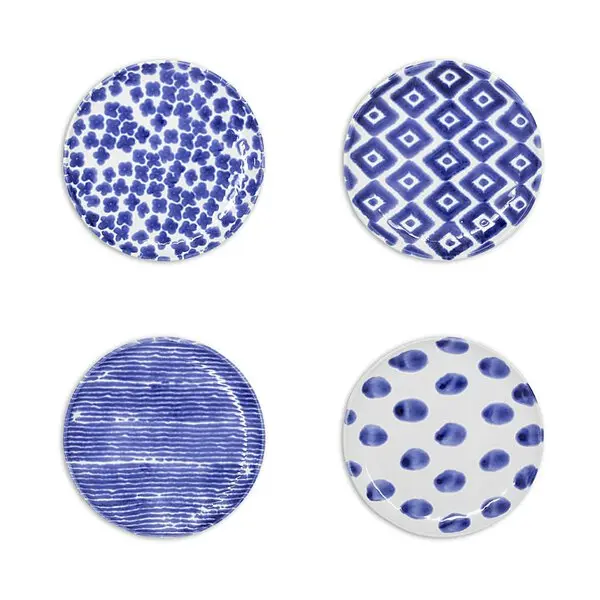 VIETRI Santorini Assorted Cocktail Plates, Set Of 4 - Blue