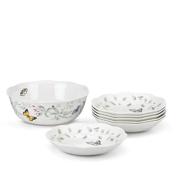 LENOX Butterfly Meadow 7-piece Pasta/salad Set - White