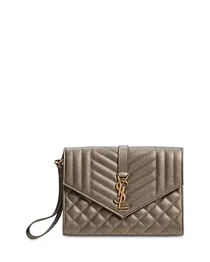 Saint Laurent Envelope Mix Matelasse Metallic Leather Flap Pouch