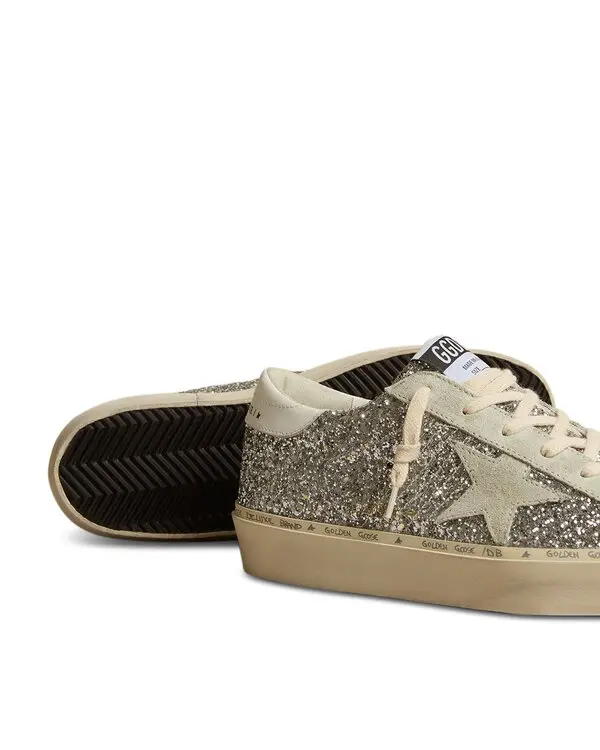 GOLDEN GOOSE Hi Star Glitter Low Top Sneakers - Silver