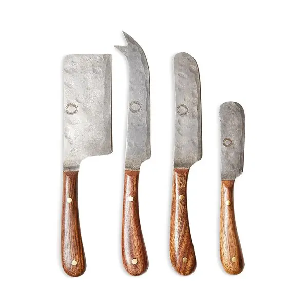 FARMHOUSE POTTERY 4 Pc Forged Cheese Knife Set - Open Brown