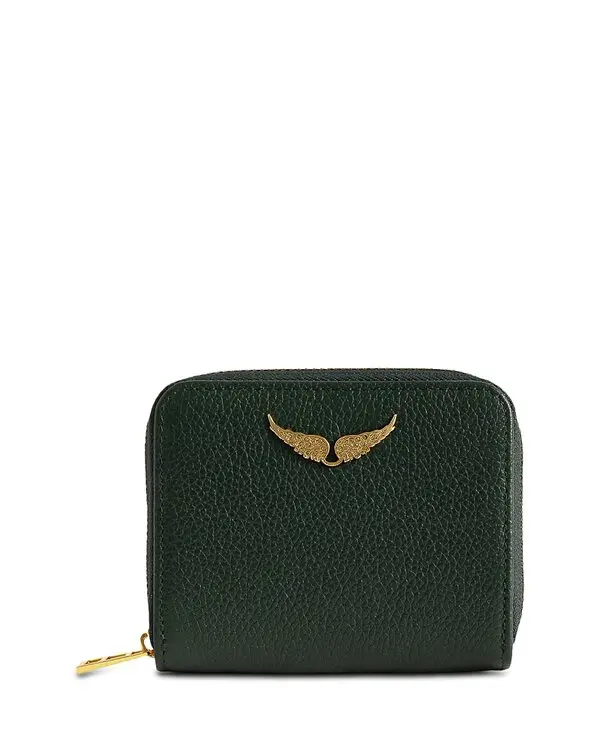Zadig&Voltaire Mini Grained Leather Zip Wallet - Emerald