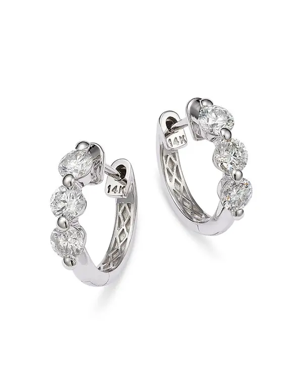 Bloomingdale'S 14k Gold Diamond Hoop Earrings, 1.0 Tcw - White