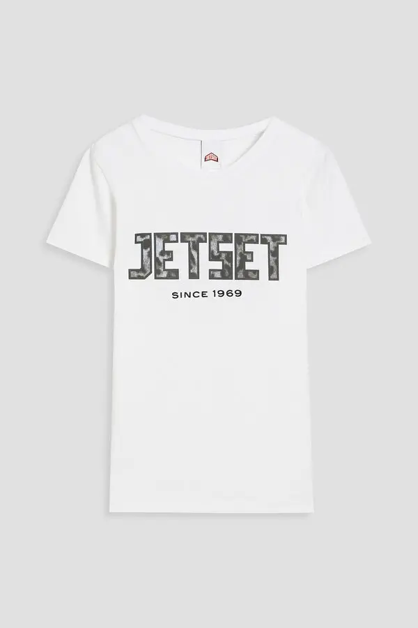 JETSET Printed Cotton-blend T-shirt - White