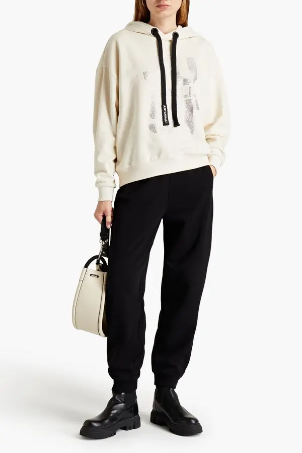 Just Cavalli Oversized Crystal-Embellished Hoodie In Cream - 70