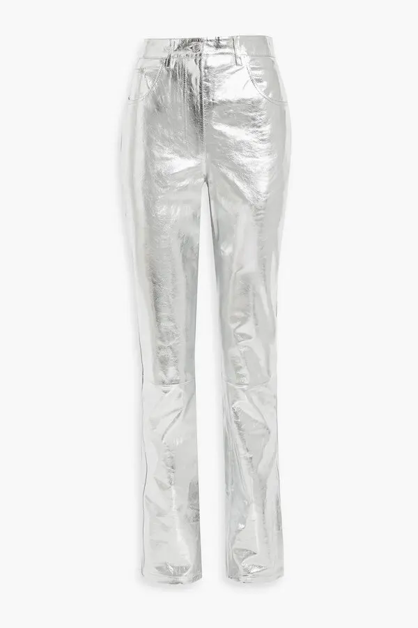 Helmut Lang Crinkled Mirrored-leather Pants