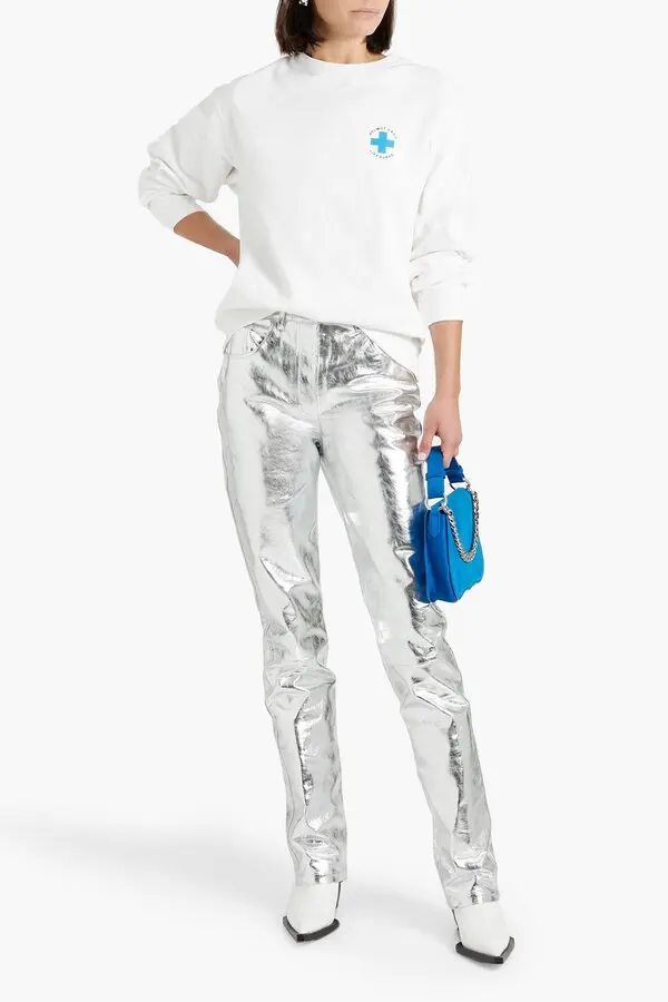Helmut Lang Crinkled Mirrored-leather Pants