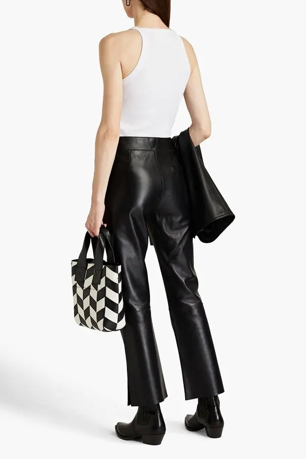 パンツ ZOE faux leather pants / black Stand Studio Zoe Kick-Flare Leather Pants In Black - 80% Off