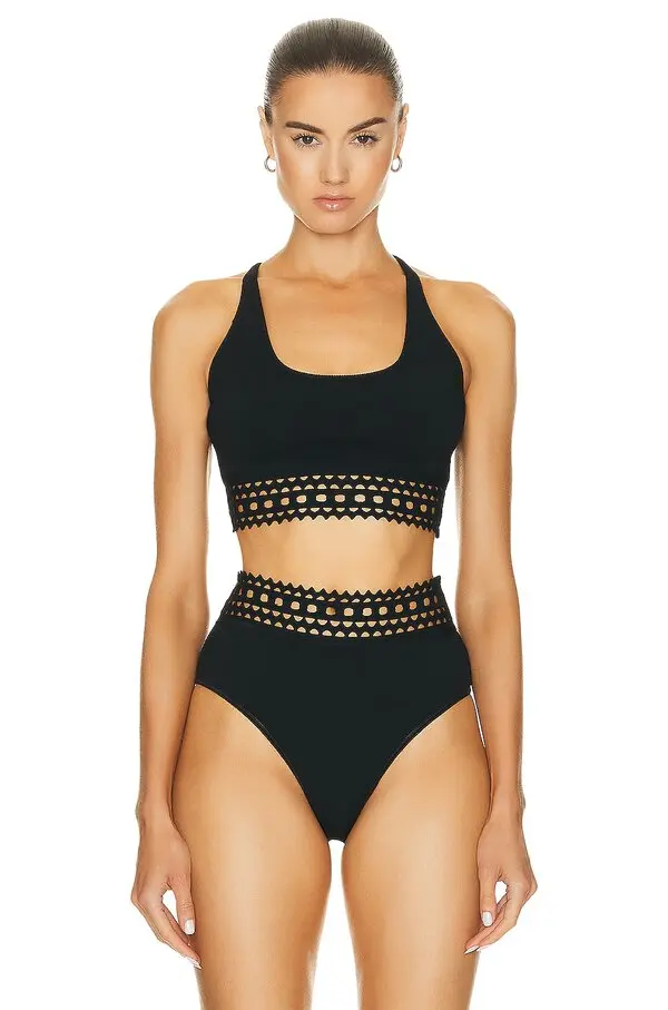 Alaïa Vienne Bra Top In Black - Noir Alaia