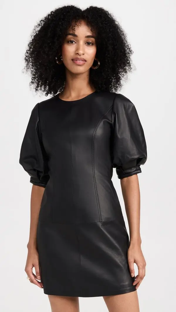 Jason Wu Balloon Sleeve Leather Mini Dress In Black - 75% Off | Editorialist