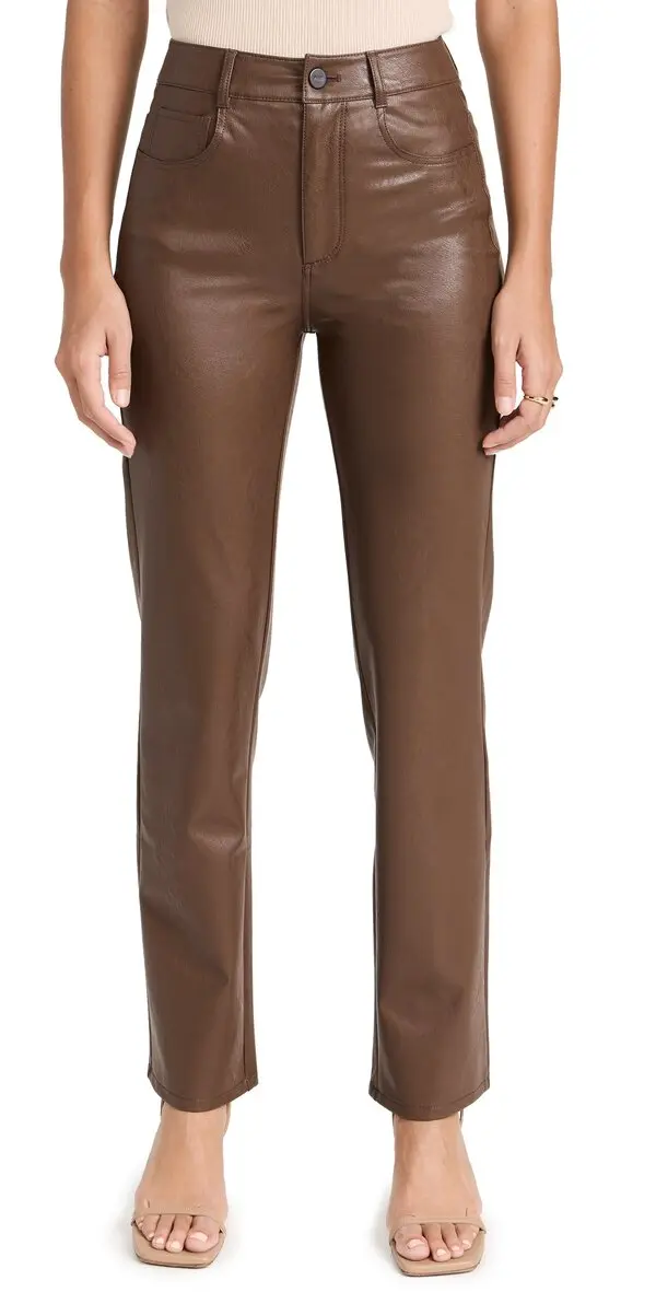 Paige Stella Faux Leather Straight Leg Jeans