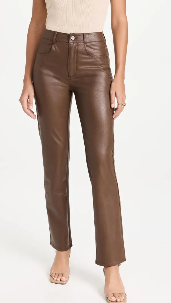 Paige Stella Faux Leather Straight Leg Jeans