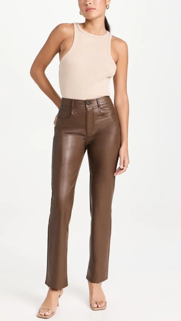 Paige Stella Faux Leather Straight Leg Jeans