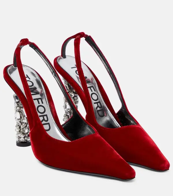 TOM FORD Embellished Velvet Slingback Pumps